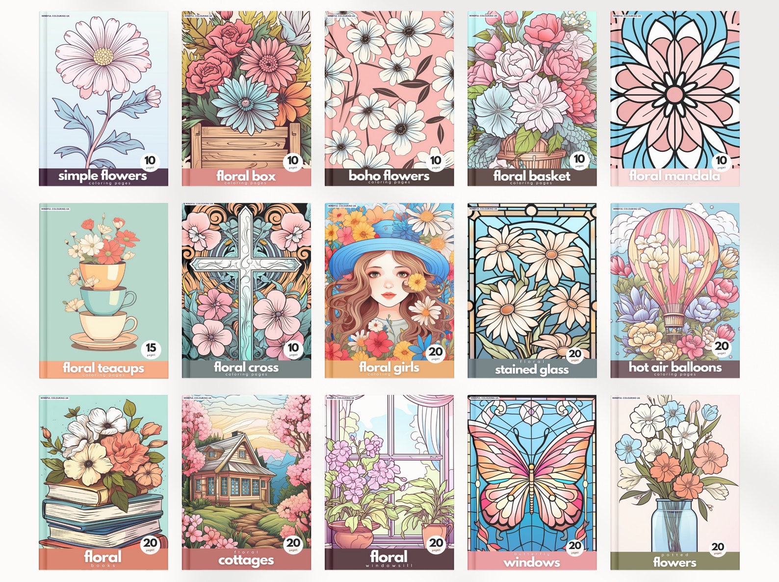 Mega Bundle Coloring Book, Coloring Pages for Adults, Spring Coloring ...