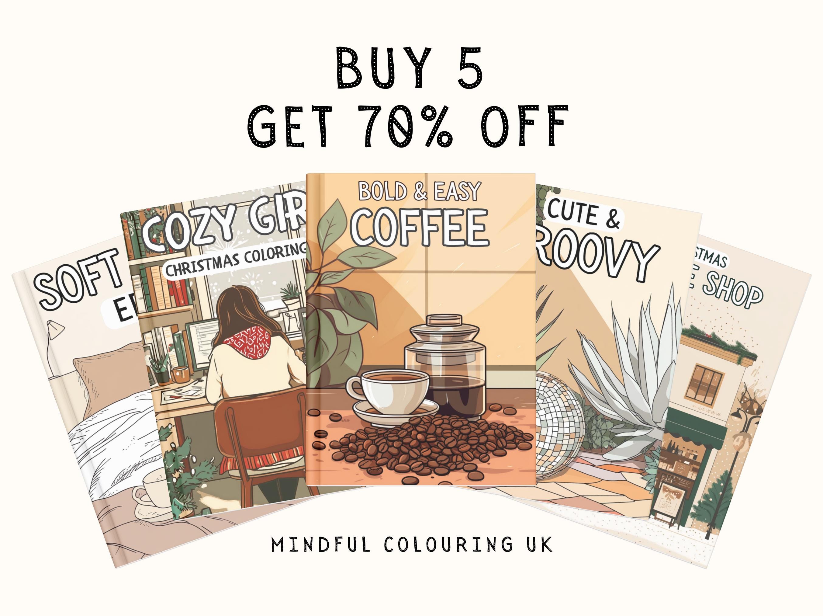 Cozy Christmas Scenes Coloring Pages, Adult Coloring Book Coffee House ...