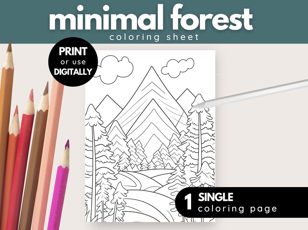 Single Coloring Book Page, Minimalist Coloring Pages for Adults ...
