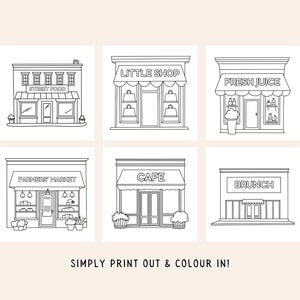 Coloring Pages Storefront, Shopfront Coloring Book, Cute Shops, Kawaii ...