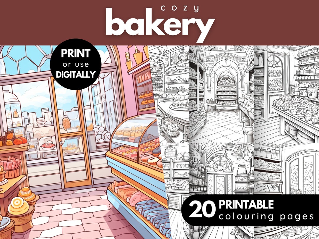 Bakery Coloring Book, Cute Bakery Coloring Pages, Printable Bakery ...