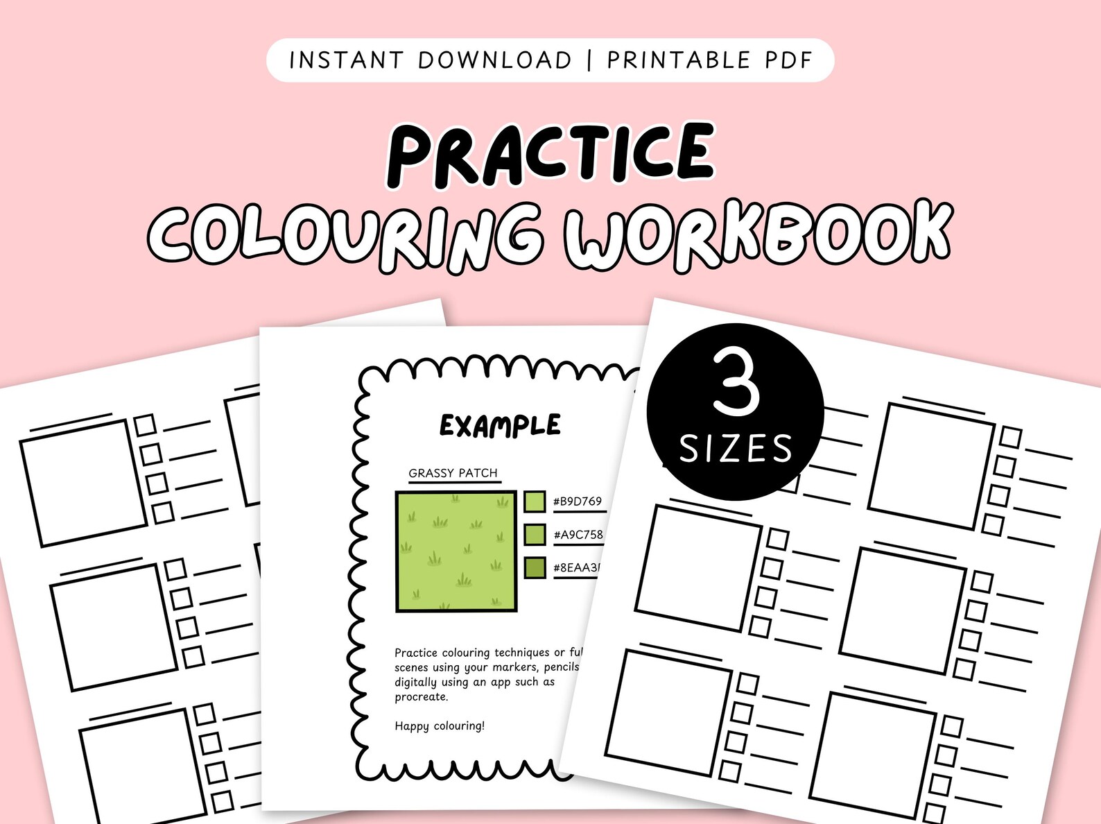 Color Swatch Chart, Colour Tester Template, Cute Cozy Coloring Swatches ...