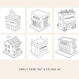 Little Corner Coloring Pages, 20 Cute and Cozy Shop Illustrations ...
