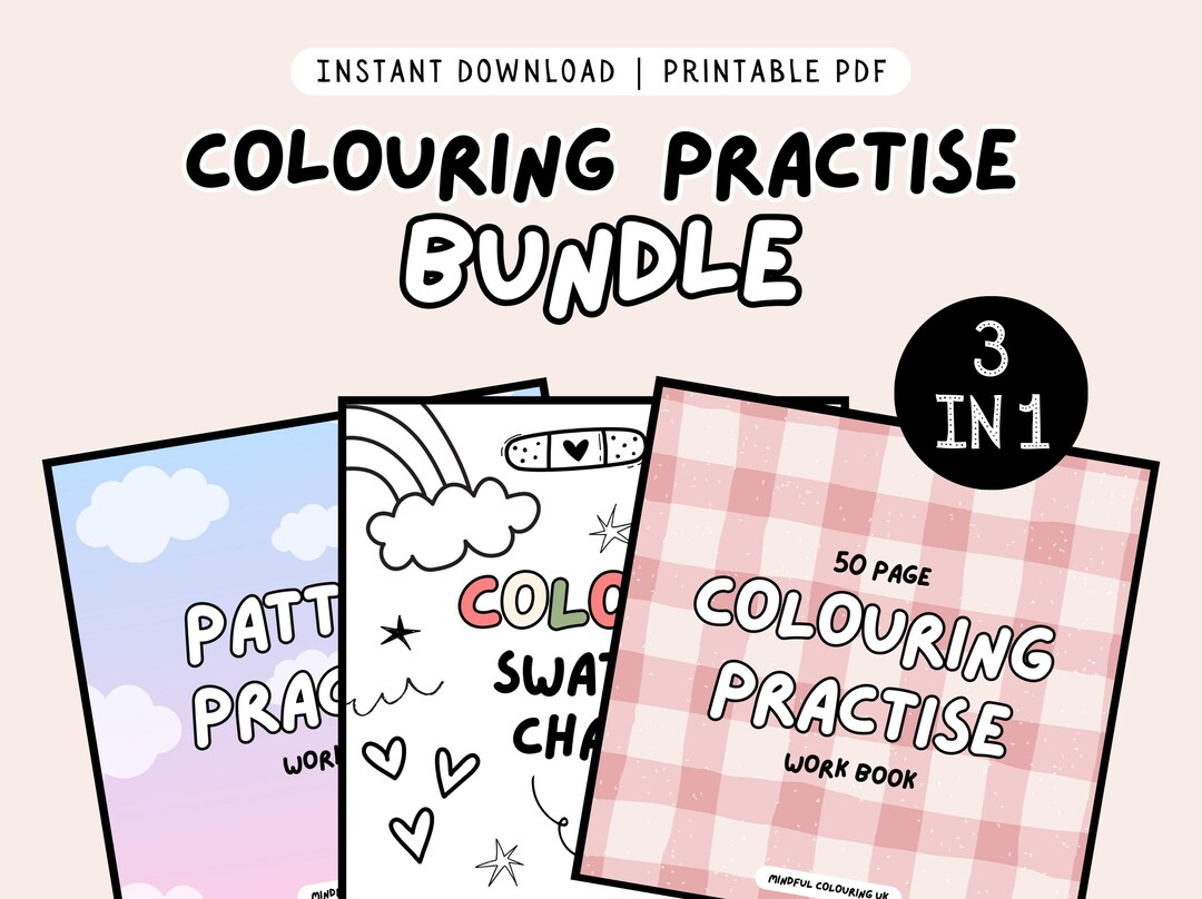 Practice Coloring Workbook, 3 in 1 BUNDLE, Color Swatch Chart, Colour ...