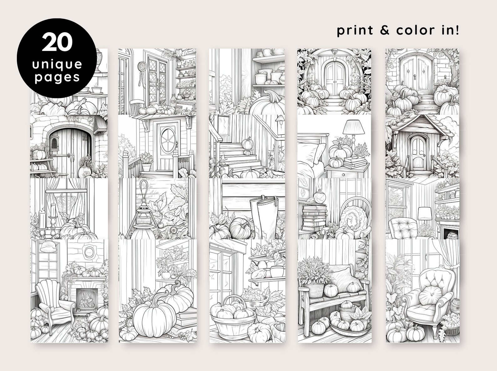 Interior Design Coloring Pages, Cozy Spaces in Your Home, Fall Interior ...
