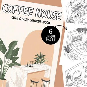 Adult Coloring Pages Coffee House, Cute Isometric Coffee Shop Coloring ...