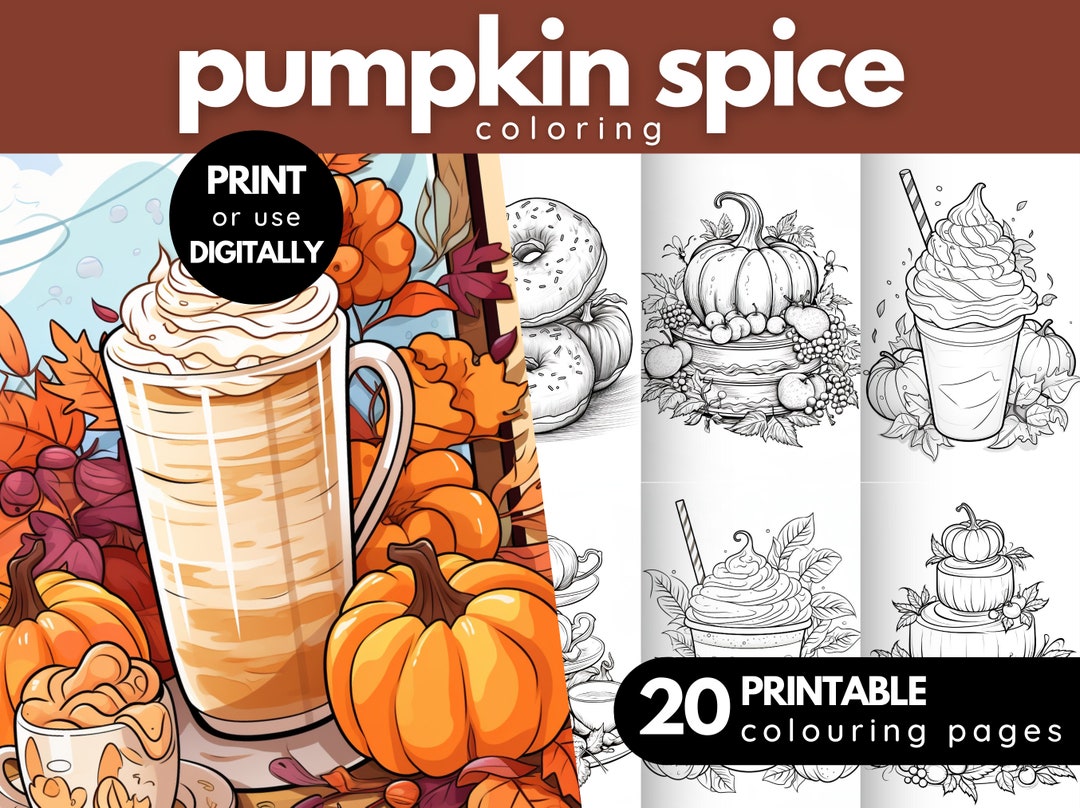 Pumpkin Spice Coloring Page, Cozy Fall Coloring Book for Adults, Cute ...