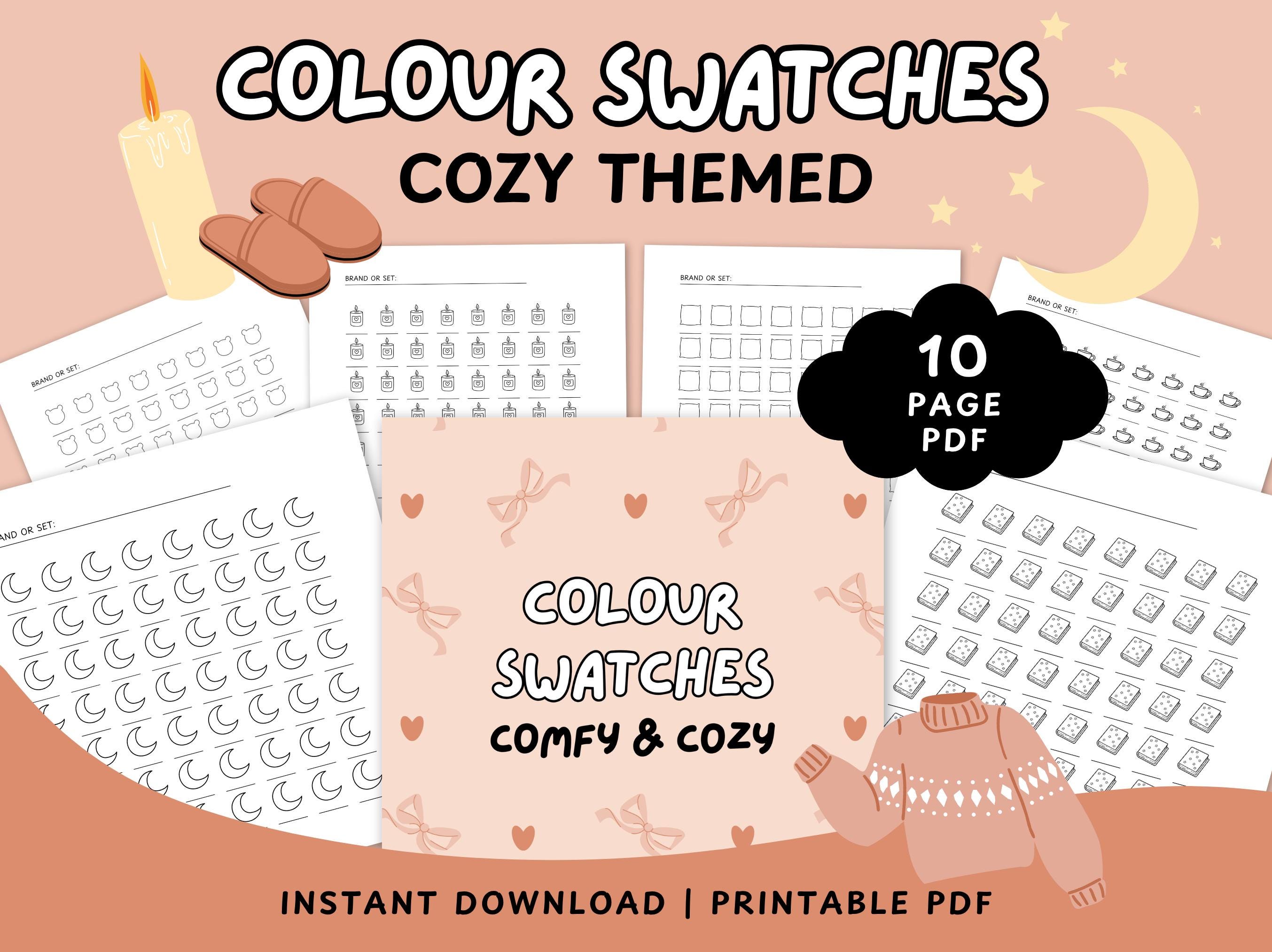 Color Swatch Chart A4 | Cozy Printable Colour Palette Book | Digital ...