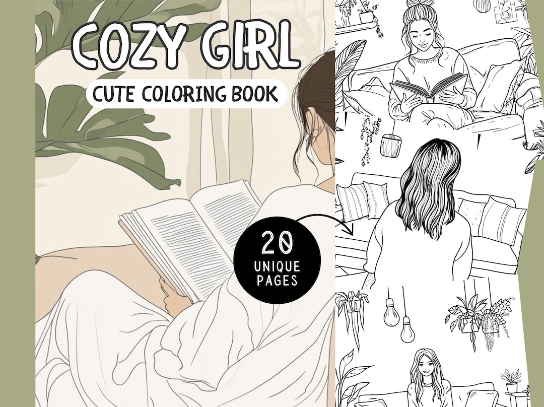 Cozy Girl Coloring Book, Pocket House Interior, Cute and Comfy, Calm ...