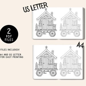 Christmas Tiny House Coloring Pages, Cozy Winter Coloring Book, Cute ...
