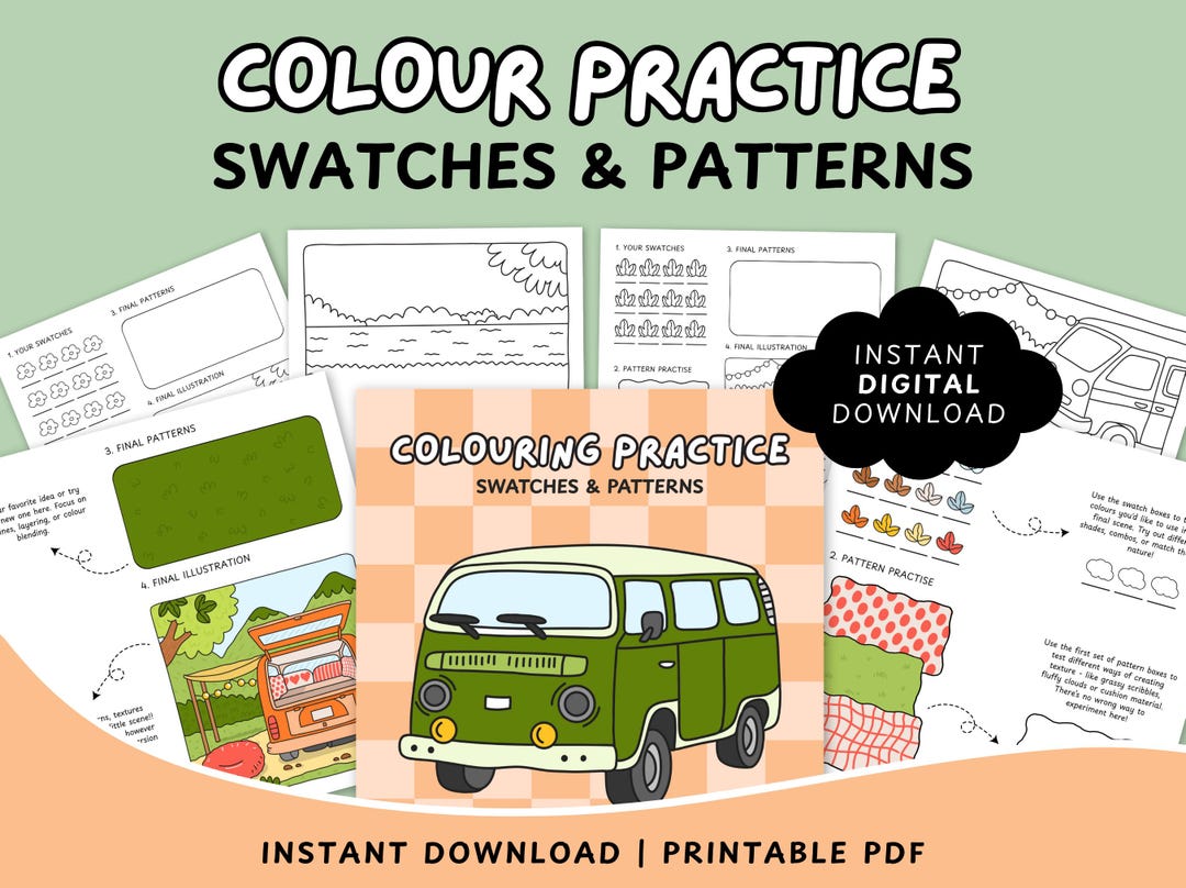 How to Color Practice | Swatches, Patterns & Scenes Workbook ...