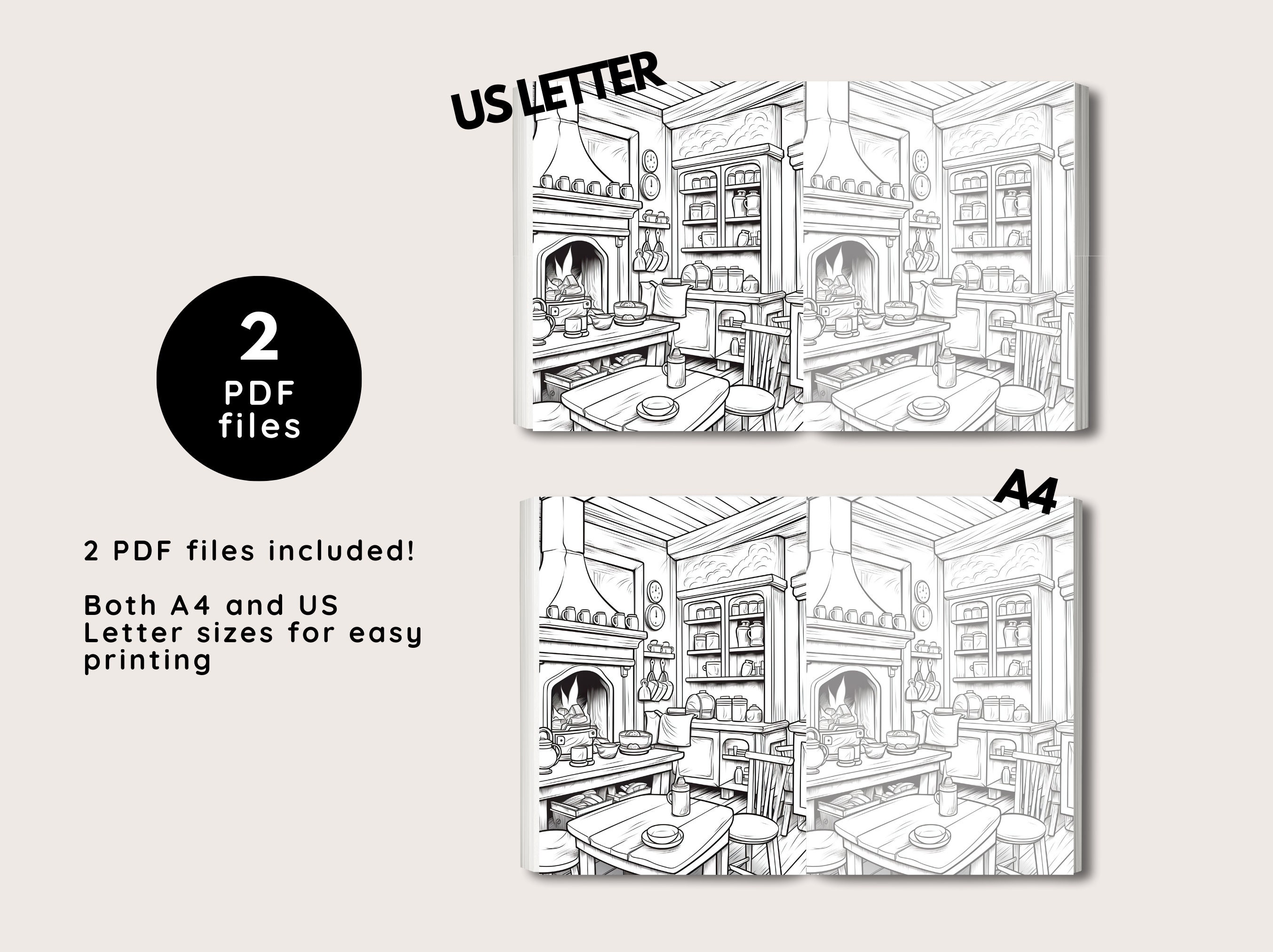 Adult Coloring Pages Coffee House, Cute Coffee Shop Coloring Book, Cozy ...