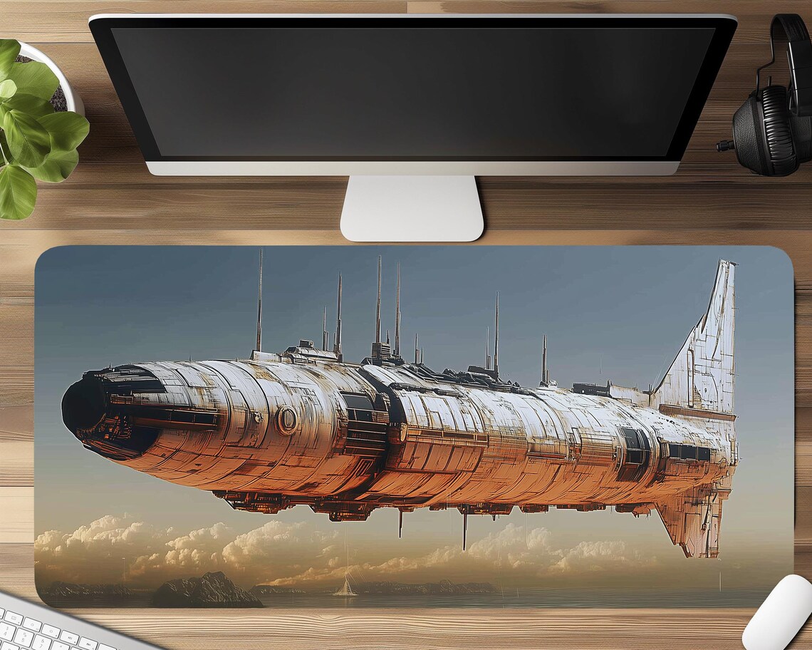 Industrial Sci-fi Spaceship XL Mouse Pad Custom Rusted Spaceship ...