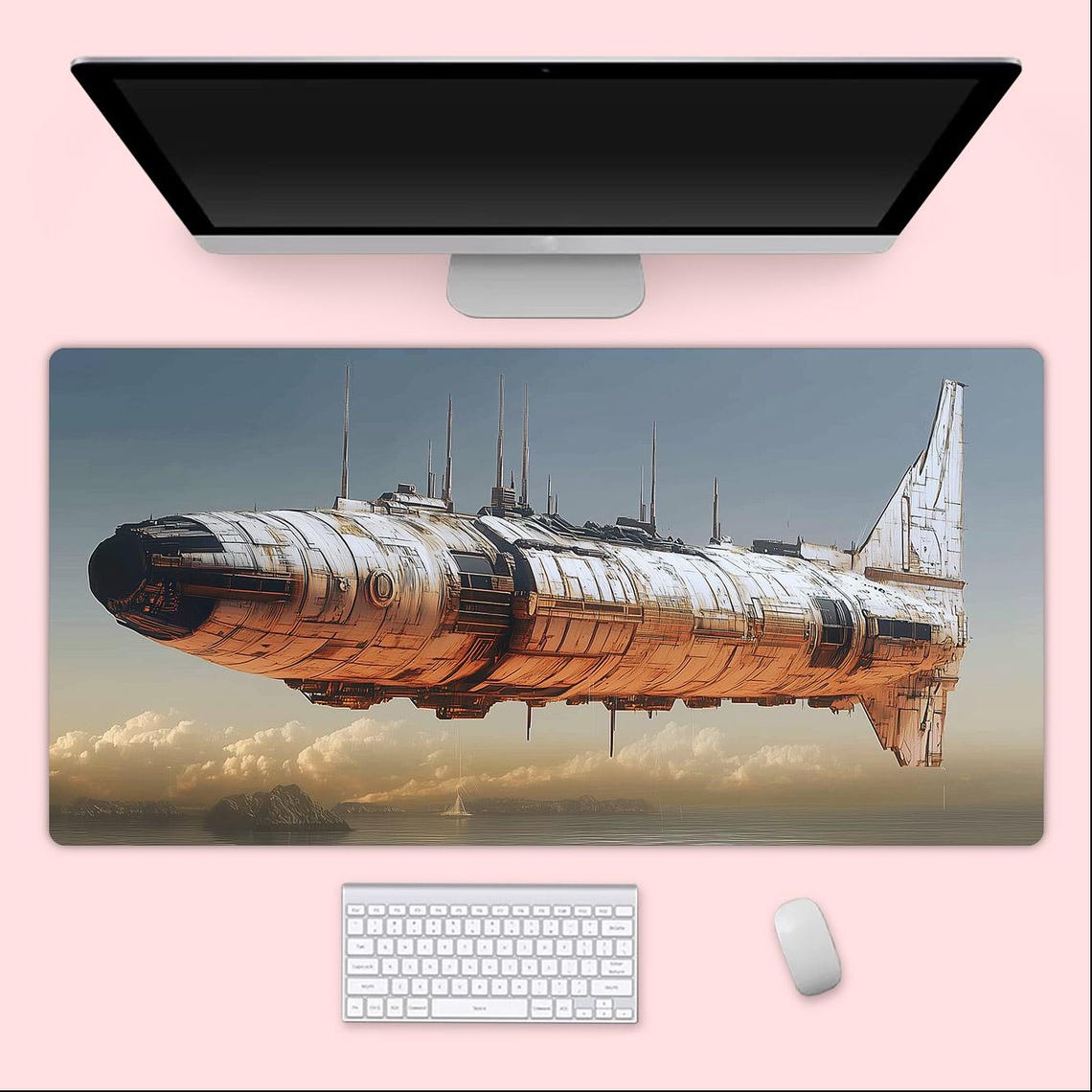 Industrial Sci-fi Spaceship XL Mouse Pad Custom Rusted Spaceship ...
