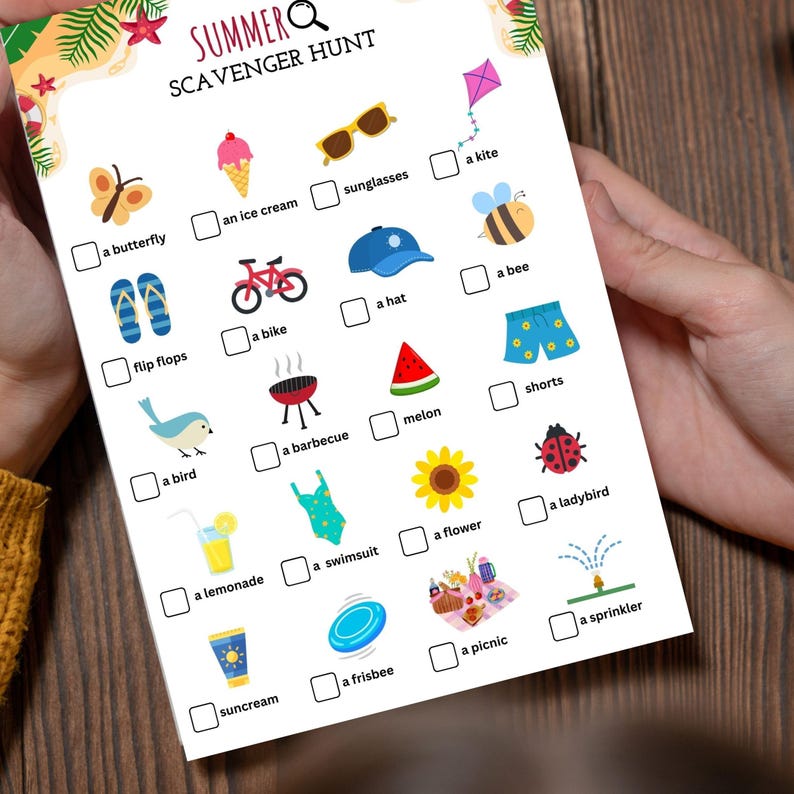Summer Scavenger Hunt for Kids: Outdoor Printable Game (instant ...