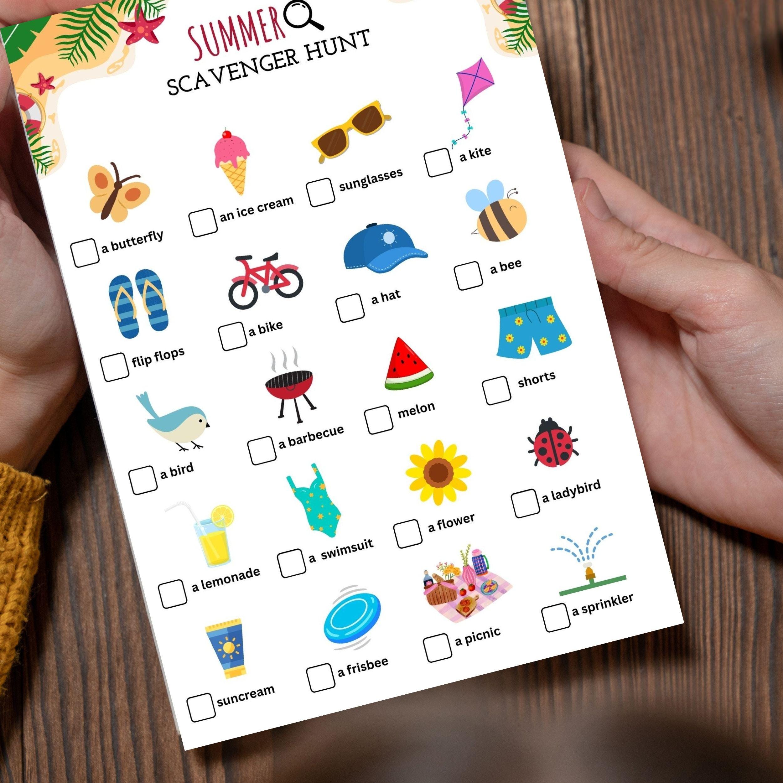 Summer Scavenger Hunt for Kids: Outdoor Printable Game (instant ...