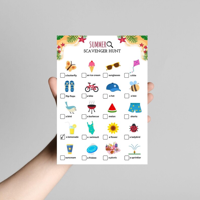 Summer Scavenger Hunt for Kids: Outdoor Printable Game (instant ...