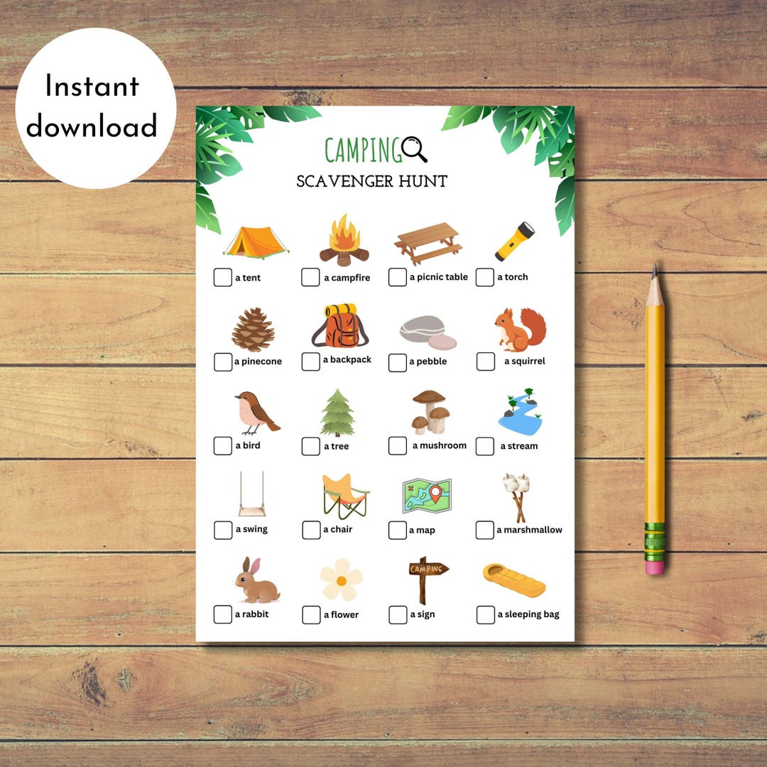 CAMPING SCAVENGER HUNT Printable Outdoor Scavenger Hunt Activity for ...