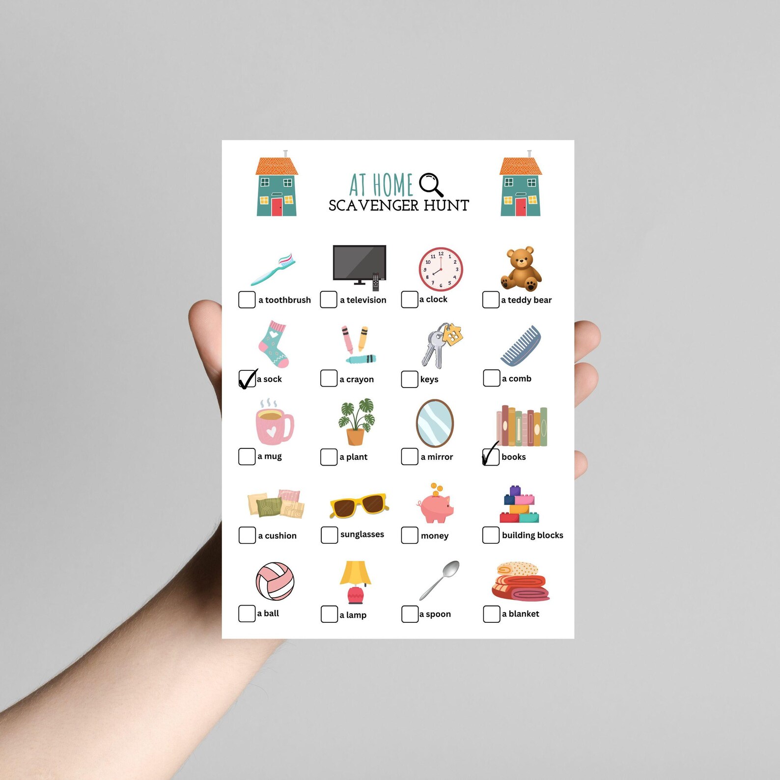 Kids' Indoor Scavenger Hunt: Around the House Game (PDF Download A4/US ...