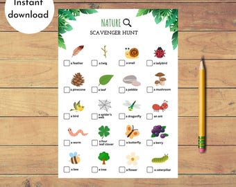 Forest Scavenger Hunt | Nature Activity Sheet for Kids (instant ...