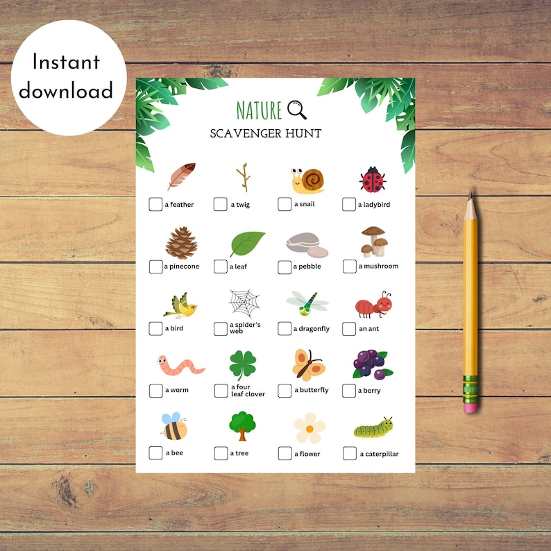 Nature Scavenger Hunt for Kids: Outdoor Activity (instant Download) - Etsy