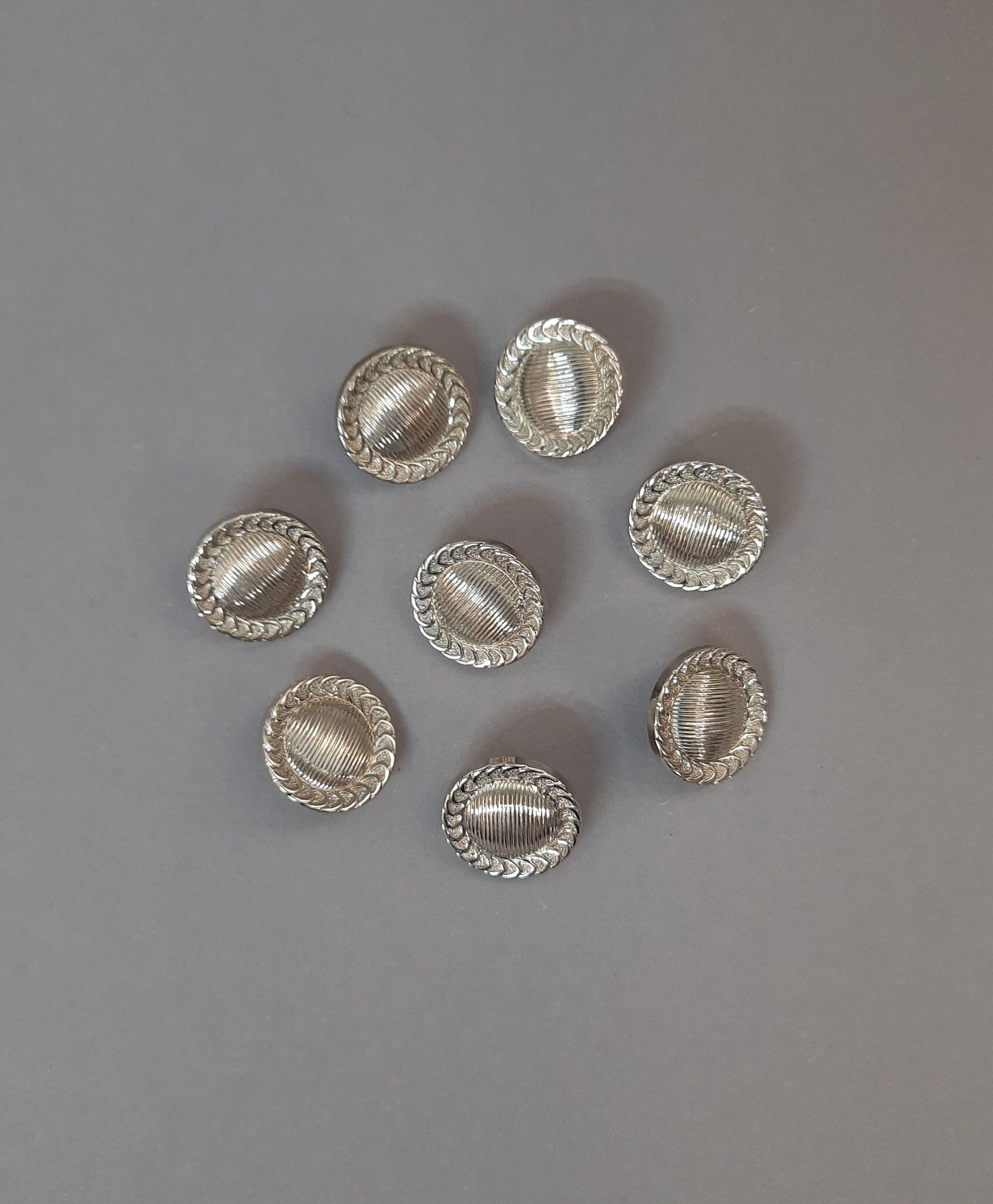 Vintage Buttons Shank, Set of 8, Silvery Plastic Buttons for Decoration ...