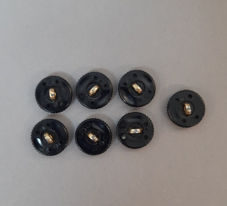 Vintage Buttons Shank, Set of 7, Black and Gold Plastic Buttons for ...