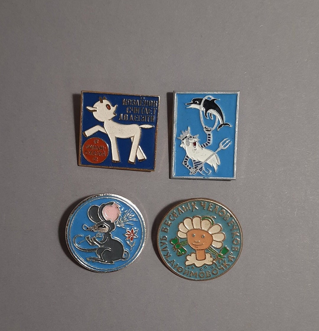 Vintage Badges Cartoon Characters, Fairy Tale Heroes, Soviet Children's ...