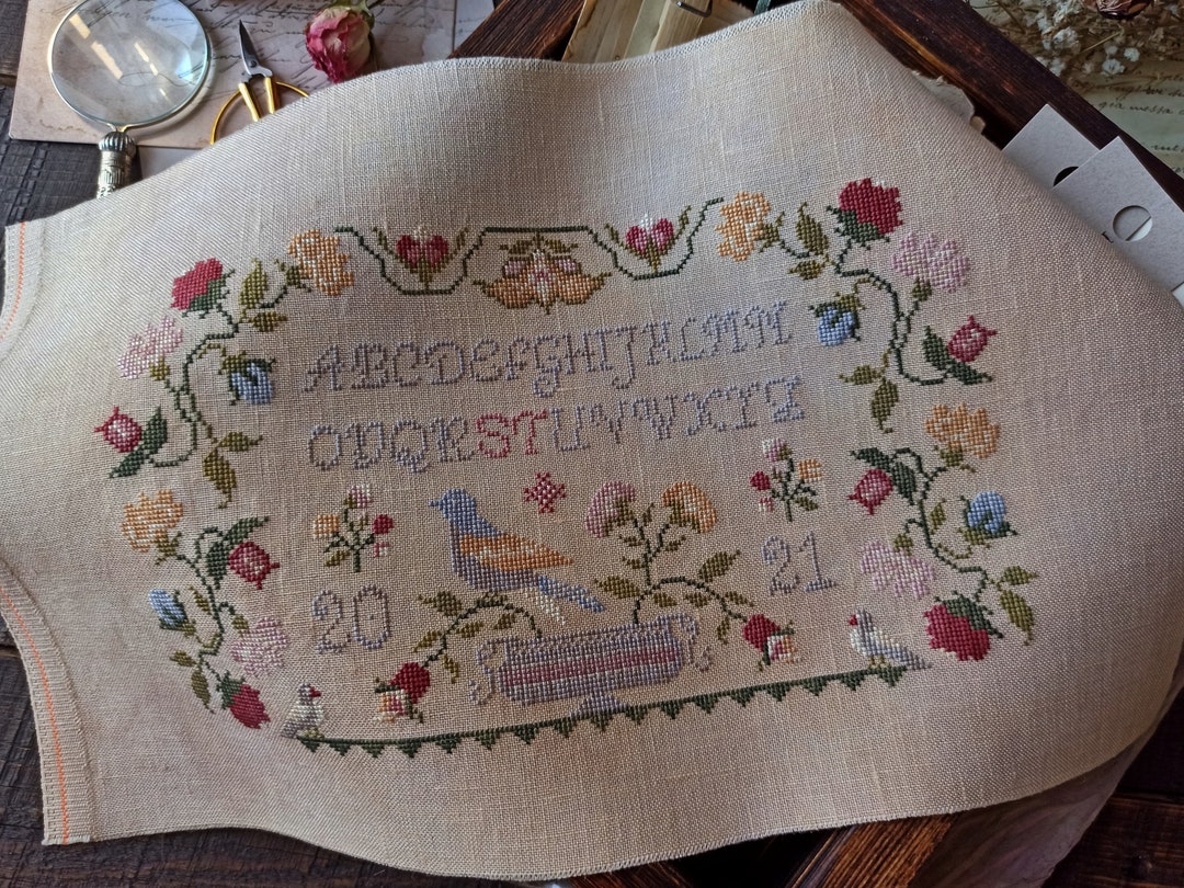 Springtime Blossom Sampler - Counted Primitive Cross Stitch Pattern PDF ...