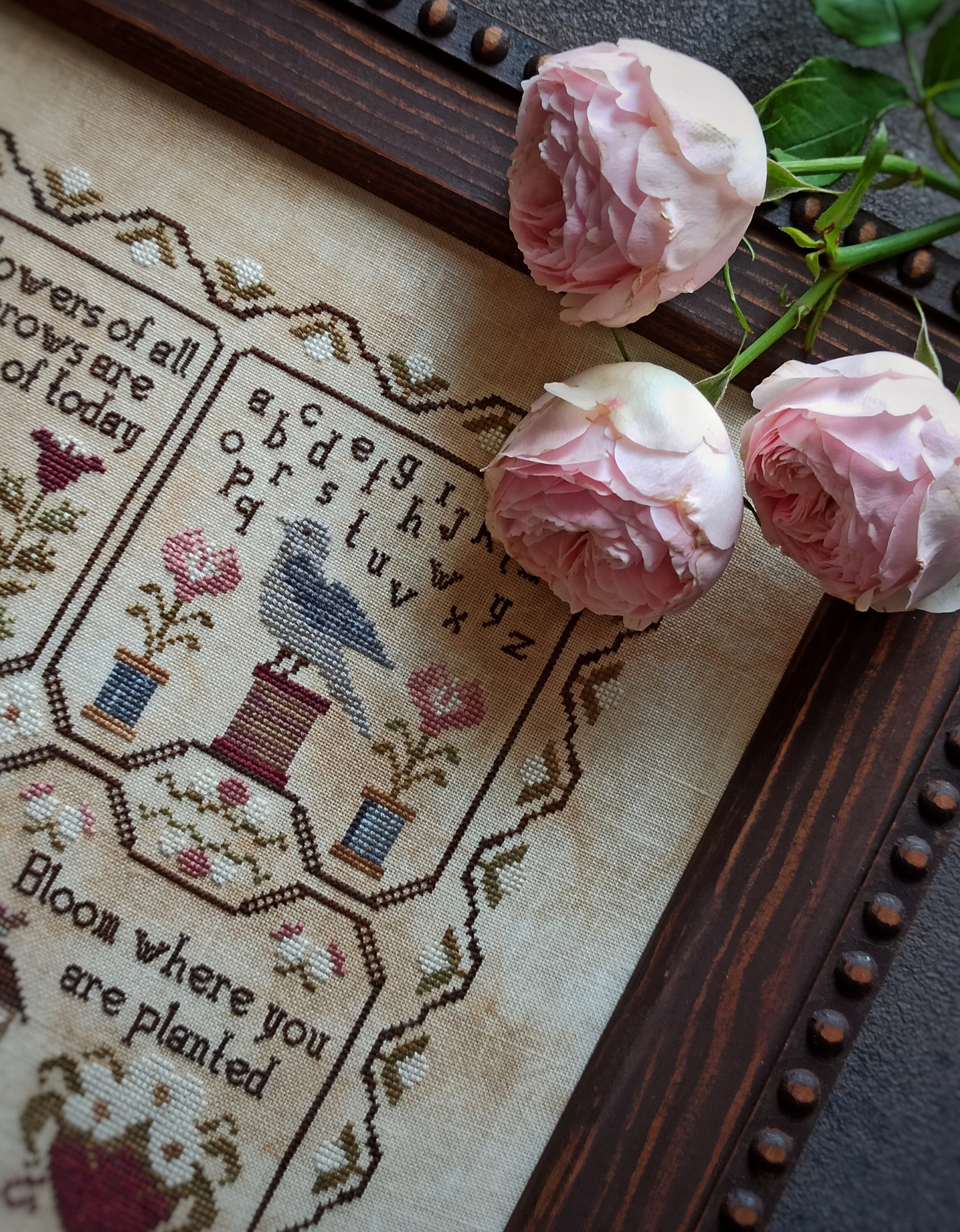 Always Flowers Sampler - Primitive Cross Stitch Pattern PDF by Stitches Through the Years - Etsy