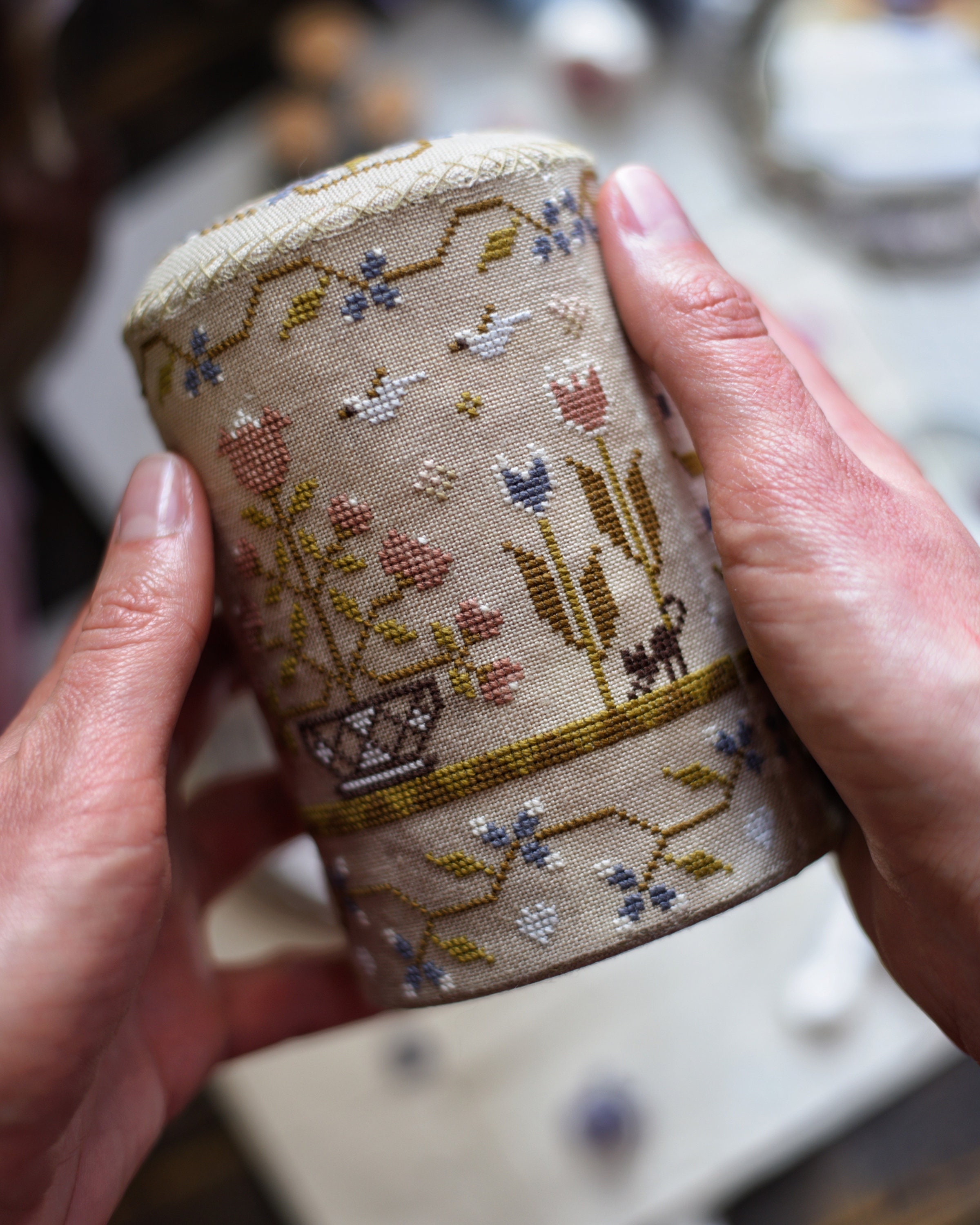 Pinkeep Drum Cross Stitch Pattern: Primitive House Design (PDF Pattern ...