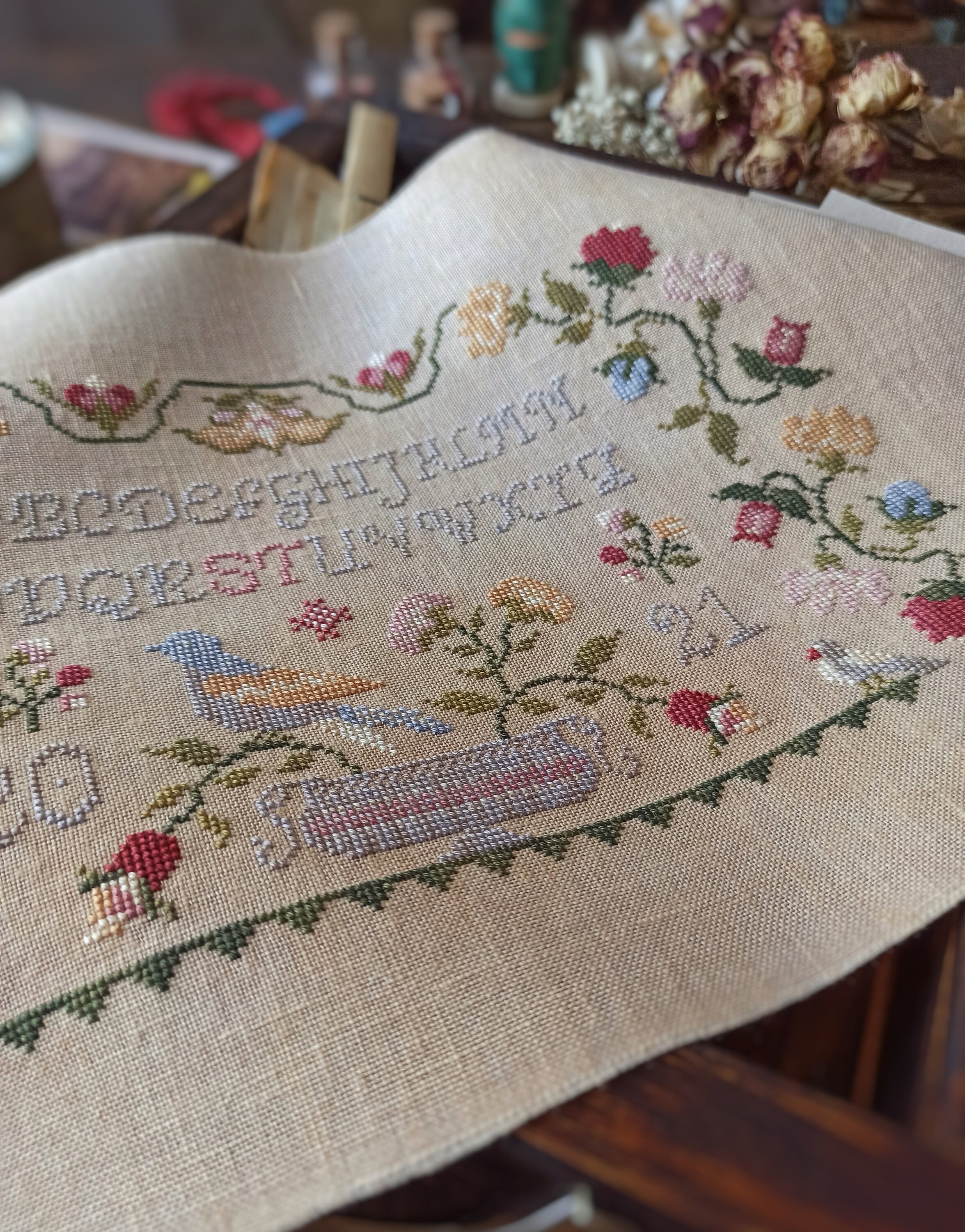 Springtime Blossom Sampler - Counted Primitive Cross Stitch Pattern PDF ...