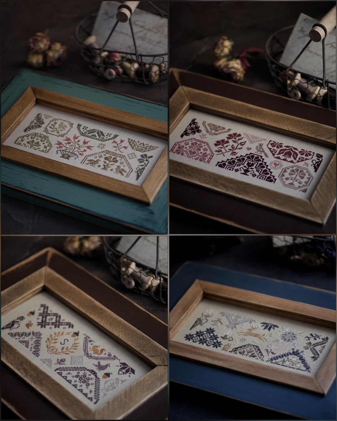 Seasonal Quaker Cross Stitch Patterns: Primitive Sampler Set (PDF) - Etsy