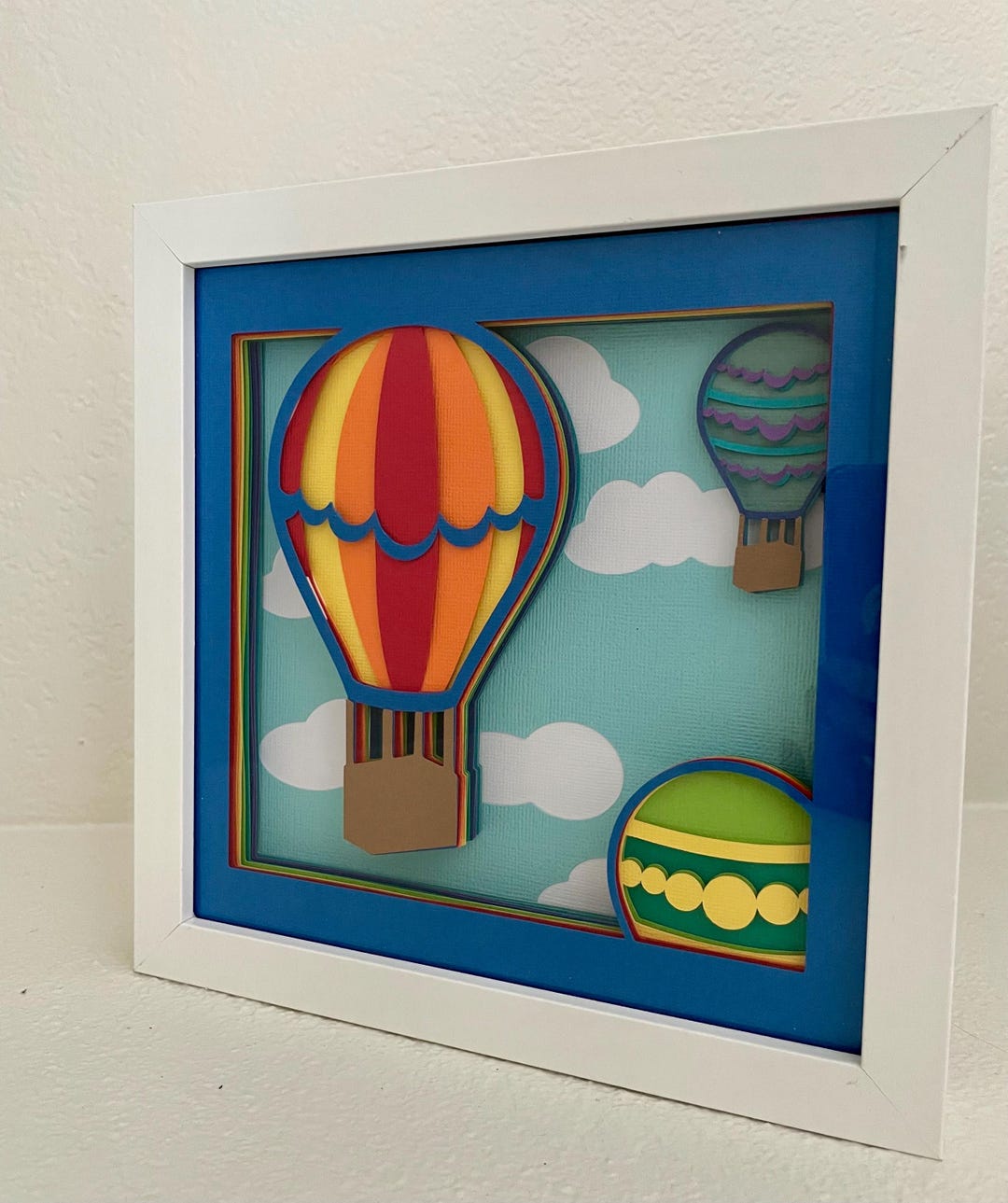 3D SVG File Hot Air Balloon Shadow Box Design - Layered Card Stock ...