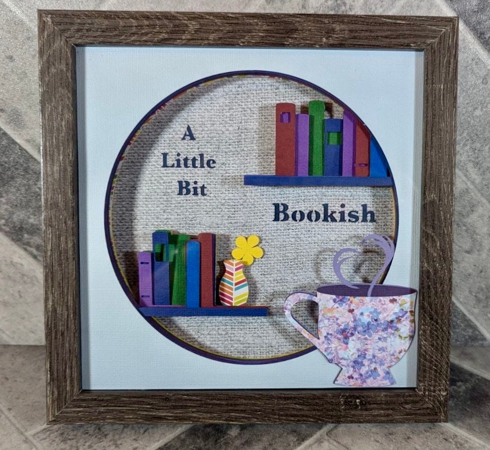 3D Book SVG File A Little Bit Bookish Shadow Box Teacup Book Design for ...