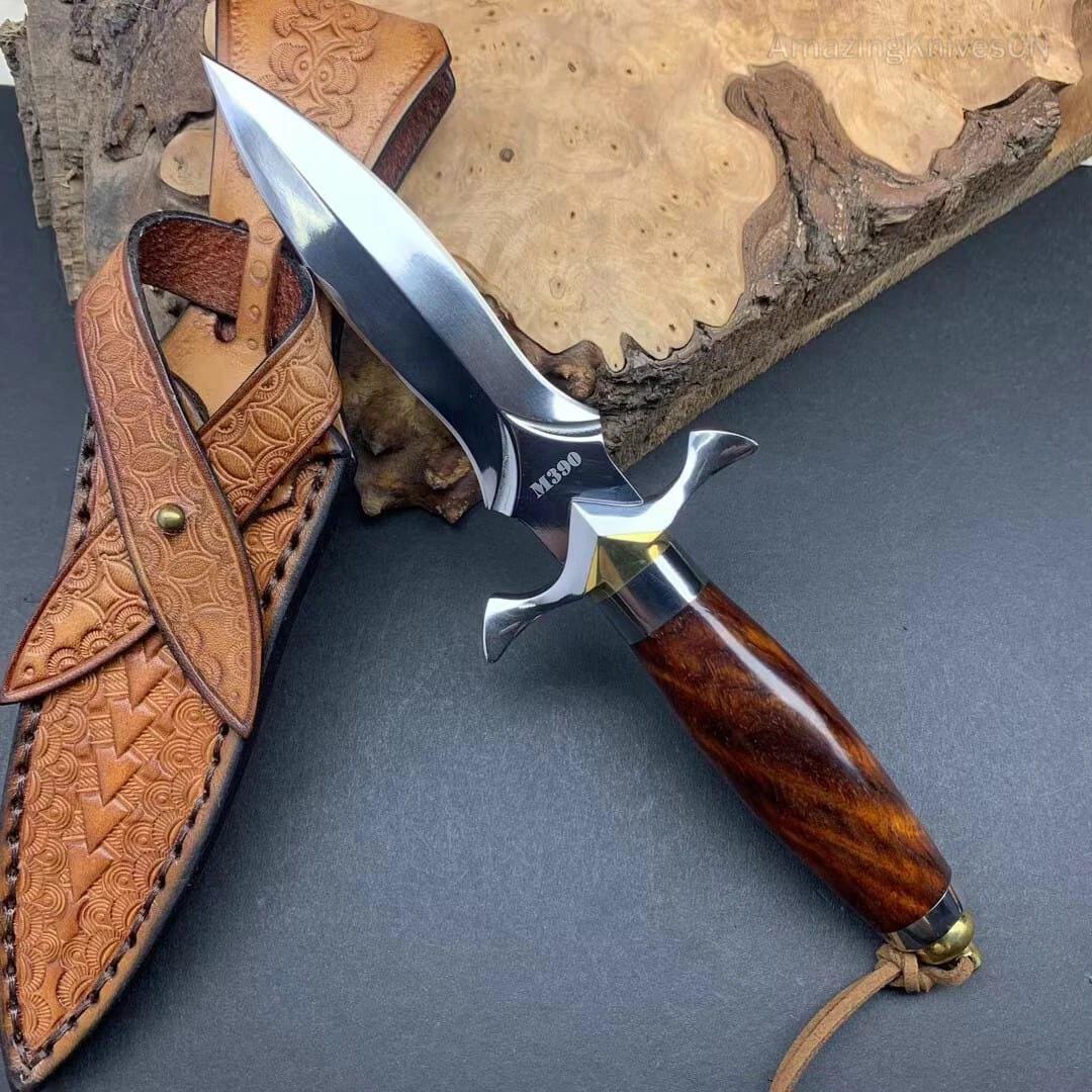 Handmade Dagger M390 Blade Damascus Knife Double Cutting Edge - Etsy