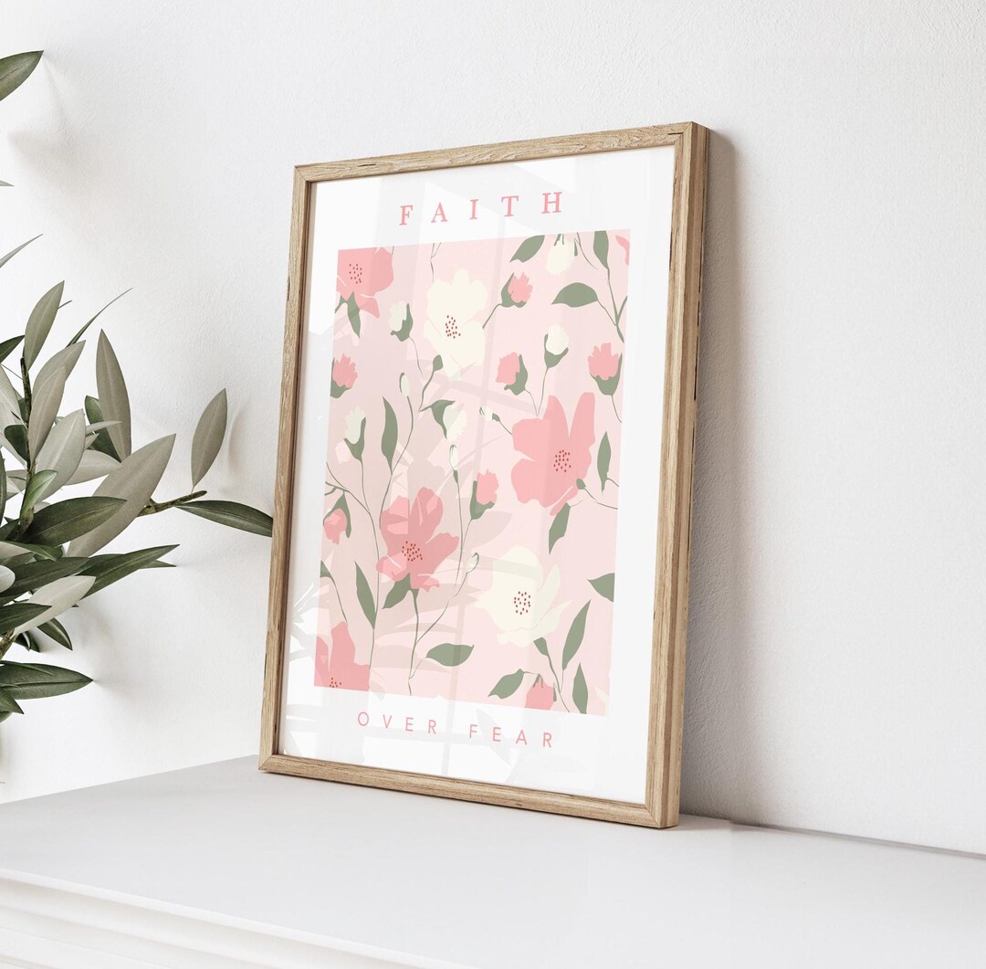DIGITAL - Faith Over Fear | Bible Verse, Scripture Print, Pink ...