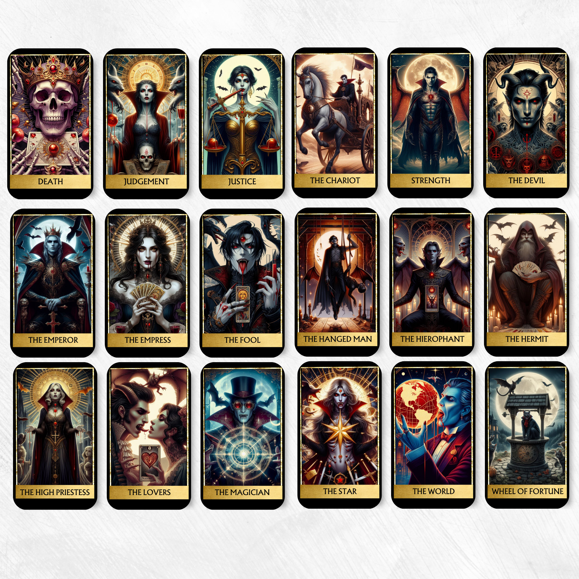 Digital Vampire Tarot Deck Printable Tarot Cards Horror 78 Tarot Cards ...