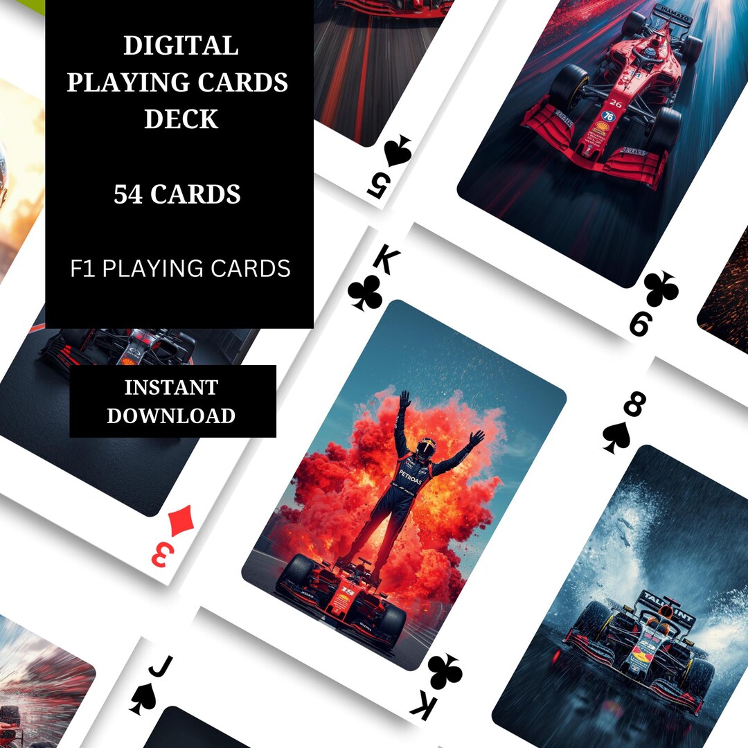 F1 Playing Cards Deck Printable Playing Cards Digital Playing Cards ...