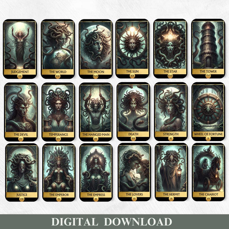 Digital Medusa Tarot Deck Printable Tarot Cards 78 Tarot Cards Digital ...