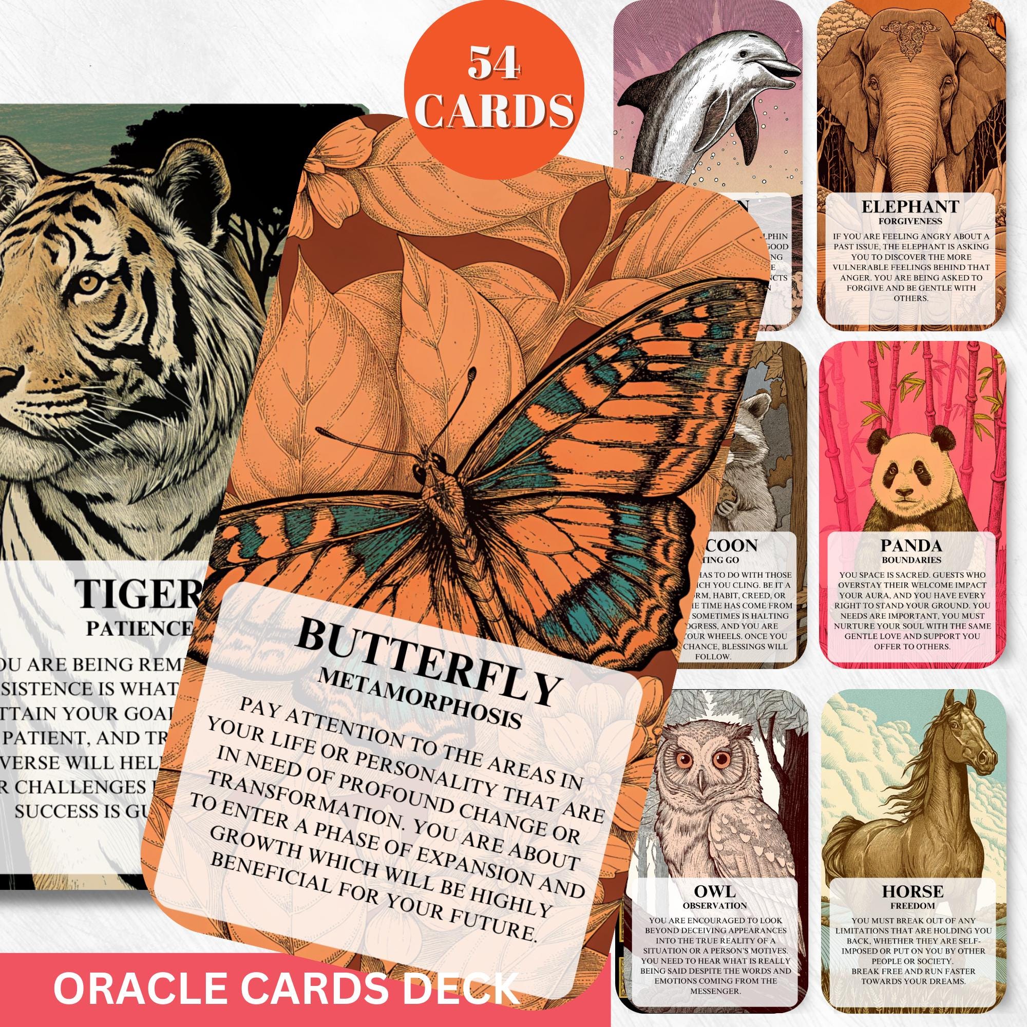 Digital Animal Oracle Deck Printable Tarot Cards Animals Tarot Deck ...