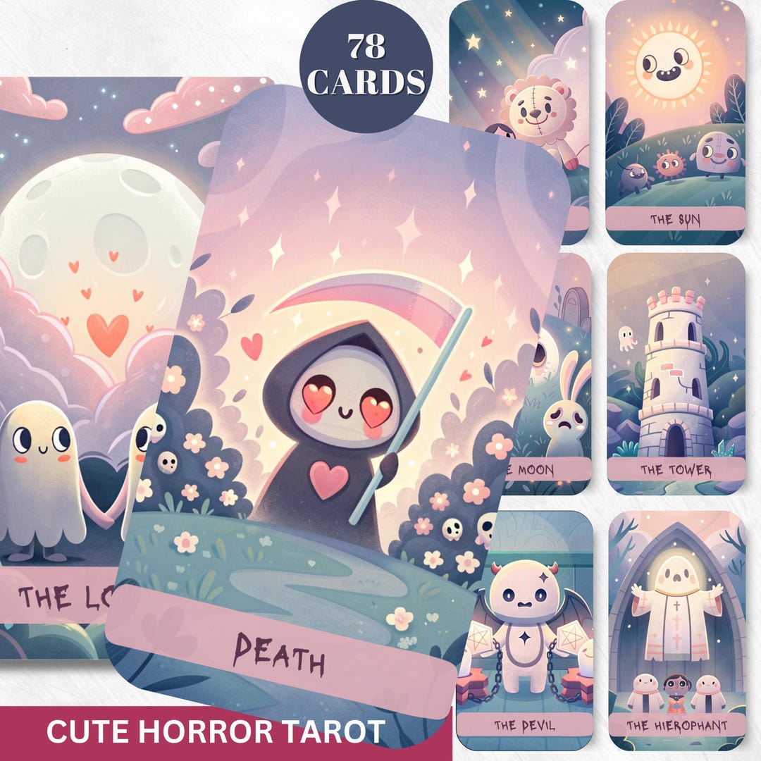 Pink Tarot Card Deck Digital Horror Tarot Deck Printable Tarot Cards 78 ...