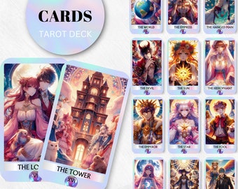 Digital Japanese Tarot Deck Printable Tarot Cards 78 Anime Tarot Cards ...