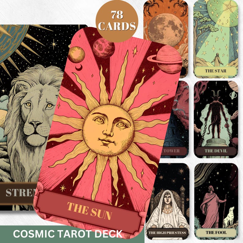 Digital Tarot Deck Cosmic Printable Tarot Cards 78 Tarot Cards Digital ...