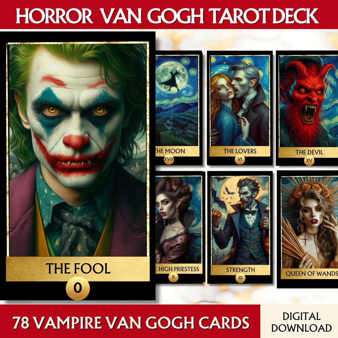 Digital Horror Van Gogh Tarot Deck Printable Tarot Cards 78 Tarot Cards ...