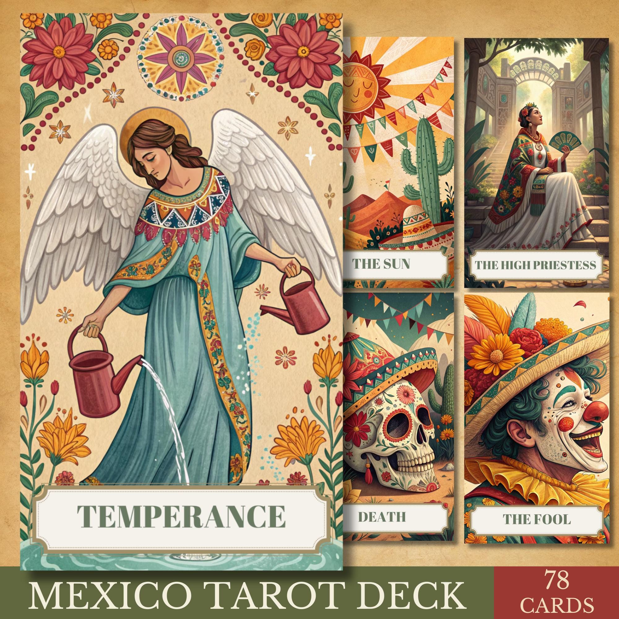 Digital Tarot Deck Mexico Printable Tarot Cards 78 Mexican Tarot Cards ...