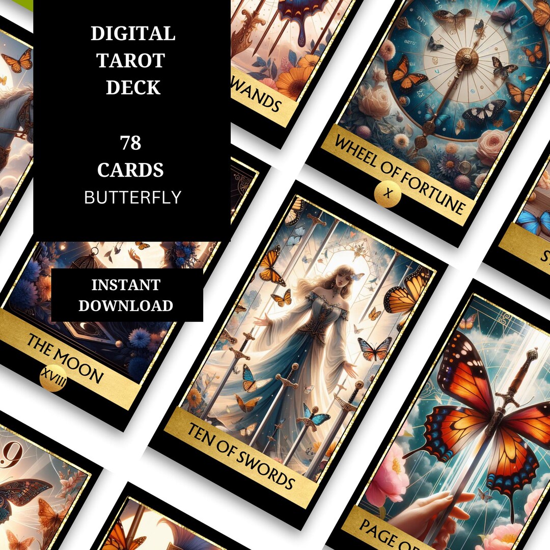Butterfly Colorful Tarot Deck Digital Download Printable Tarot Cards ...