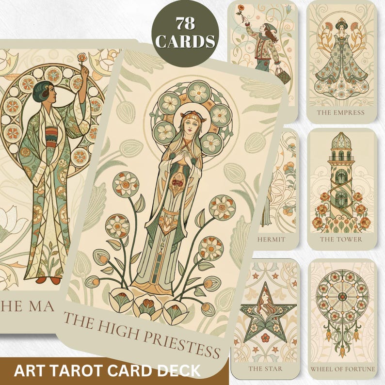 Art Nouveau Tarot Digital Tarot Deck Printable Tarot Cards 78 Tarot ...