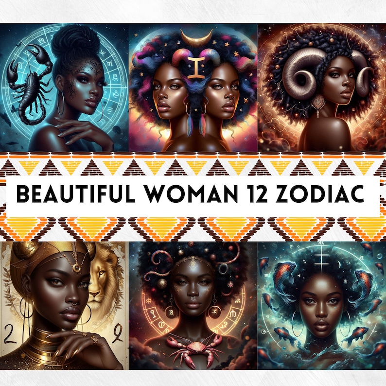 African Woman Zodiac Collection Digital Art Prints African American ...