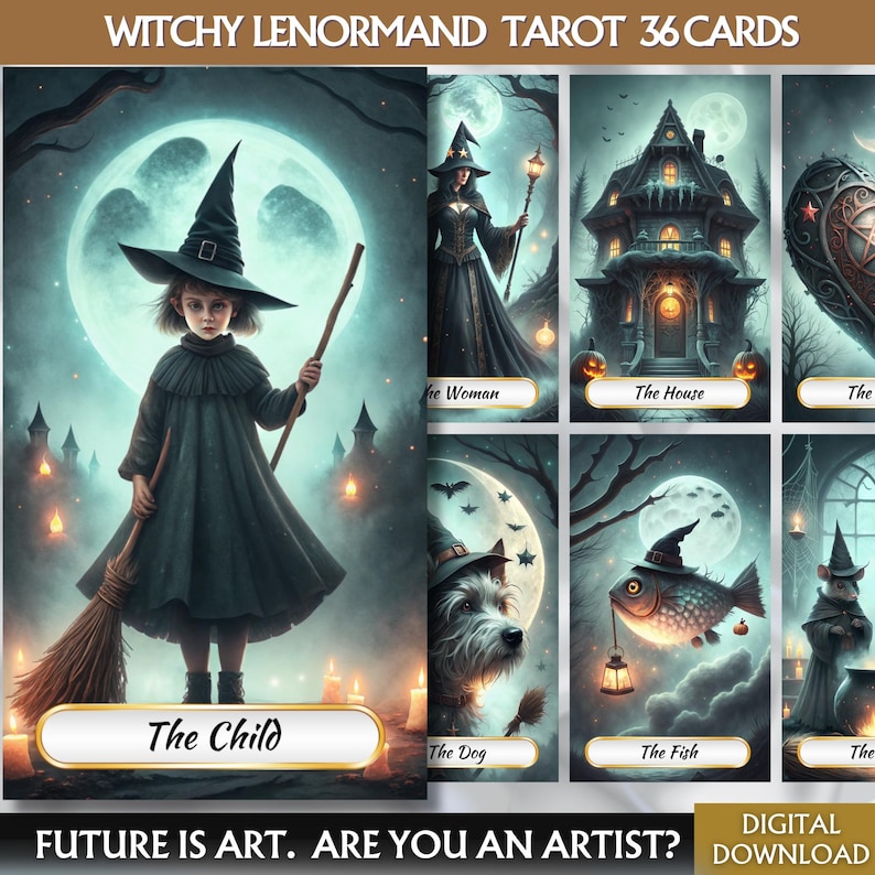Witch Tarot Deck Gothic Lenormand Tarot Deck Printable Tarot Cards ...